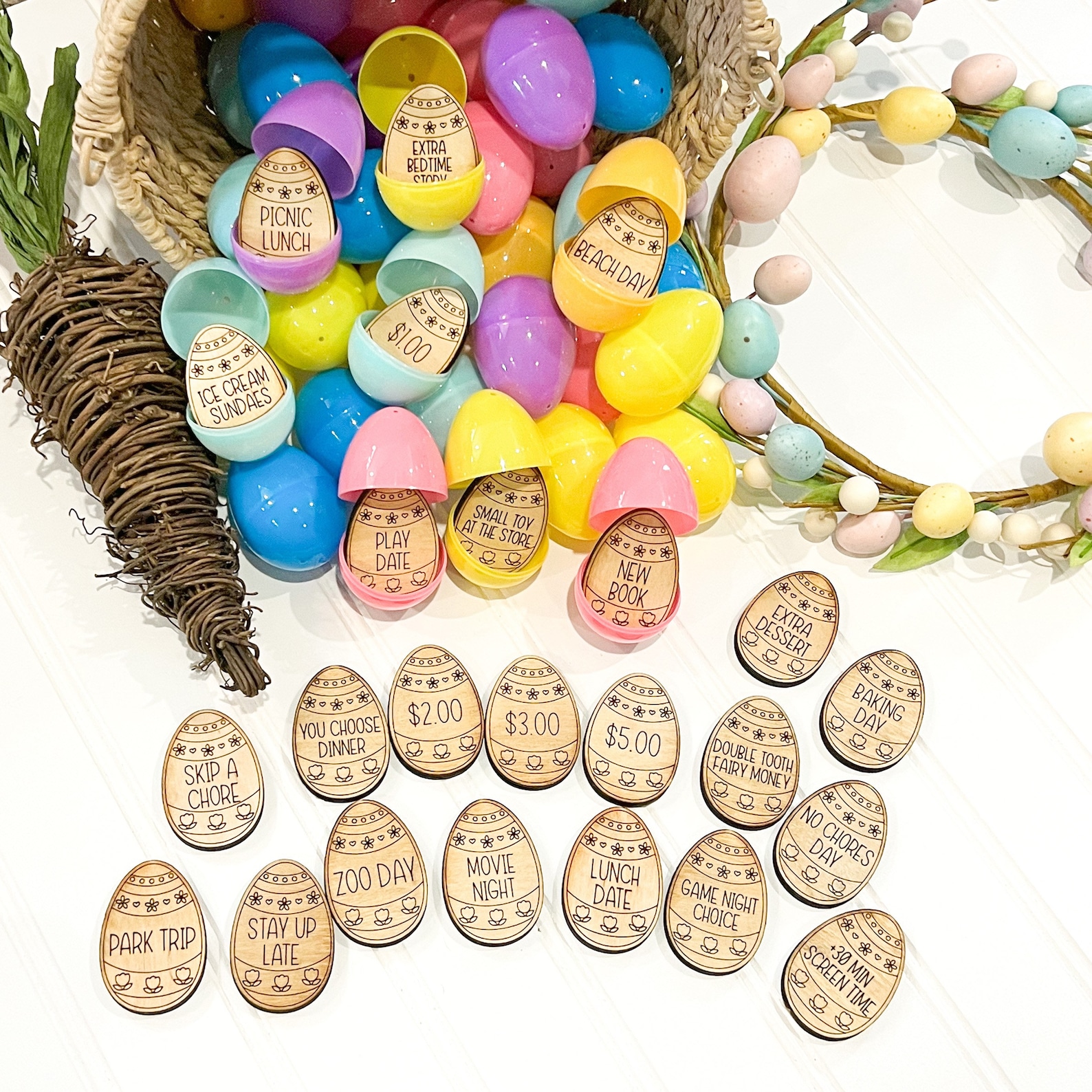 Easter Egg Engraved Wooden Prize Tokens / Easter Egg Hunt - Etsy