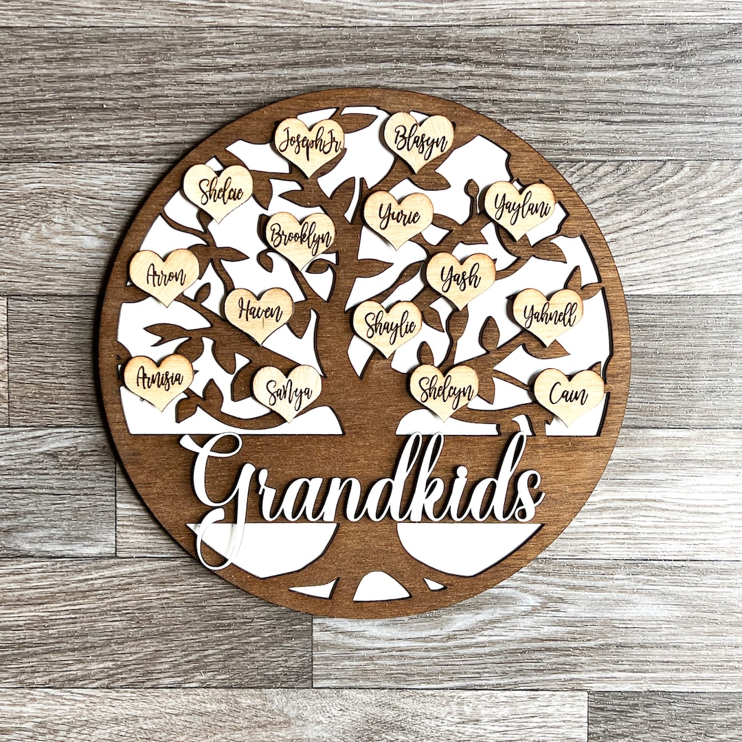 Grandkids Family Tree Name Sign / Grandchildren Tree With - Etsy