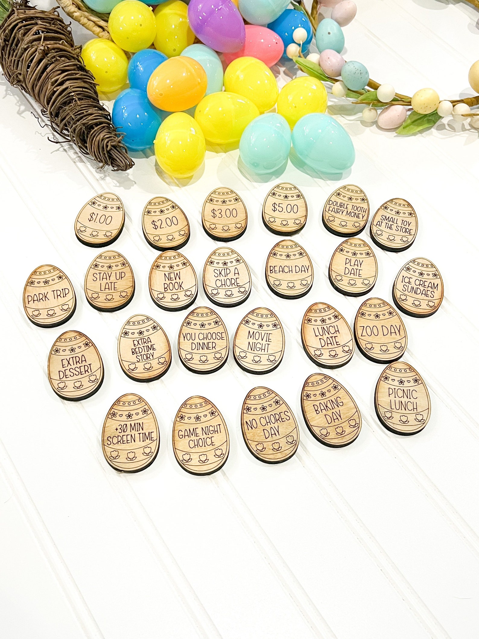 Easter Egg Engraved Wooden Prize Tokens / Easter Egg Hunt - Etsy