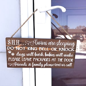 Shh Twins Are Sleeping / Do Not Ring Bell Sign / Dogs Will Bark / Quiet ...