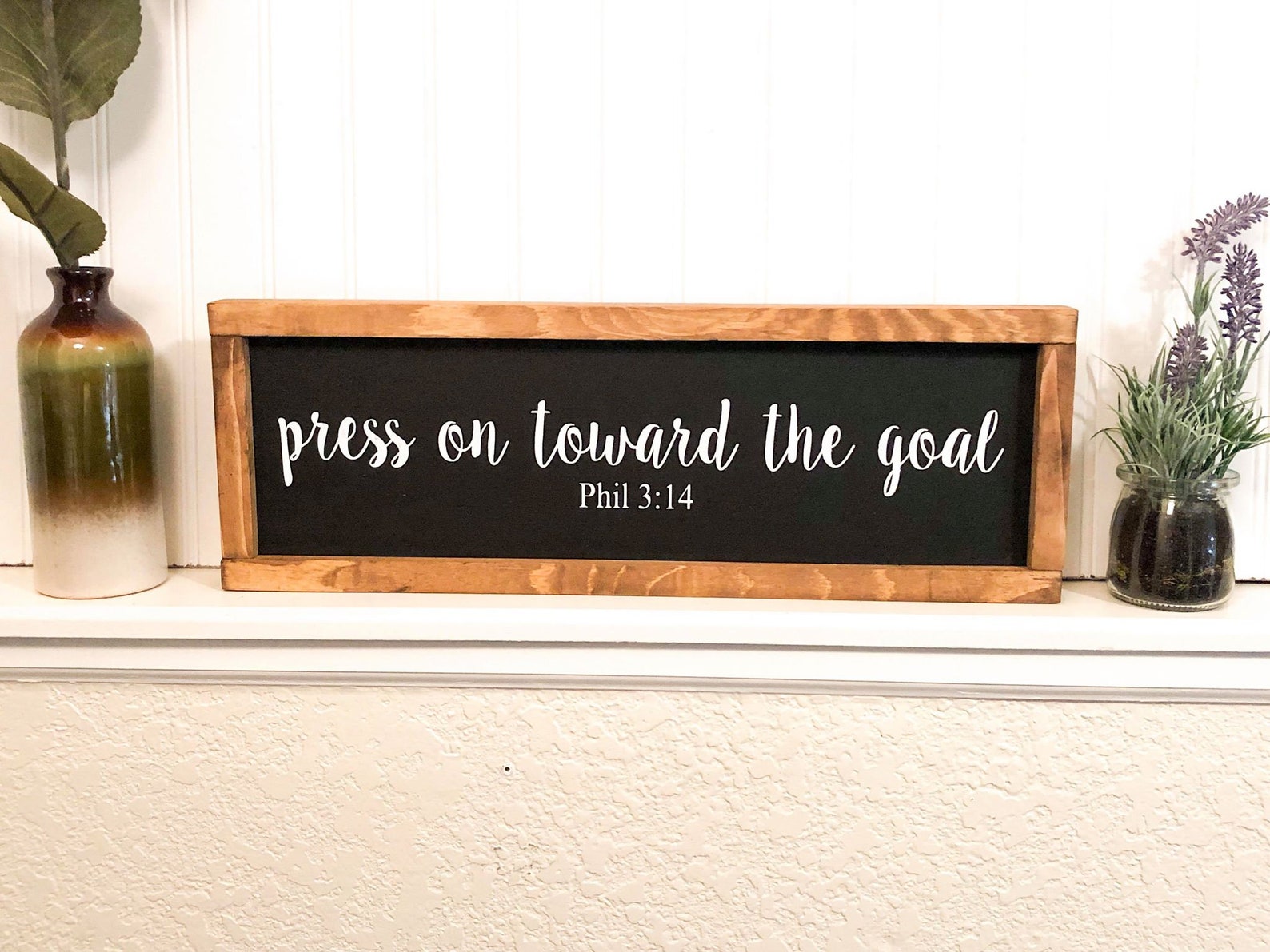 Press on Toward the Goal Bible Verse Framed Wooden Sign Phil - Etsy