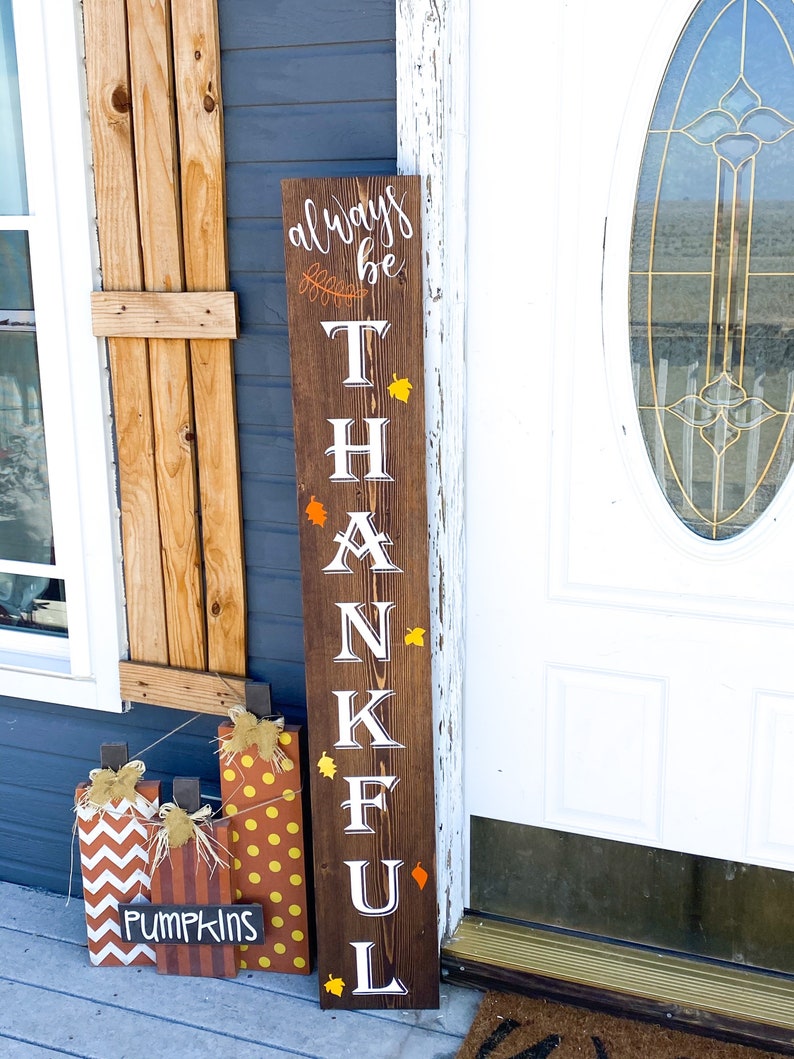 Thanksgiving Front Door Sign: Always Be Thankful Wooden Decor - Etsy