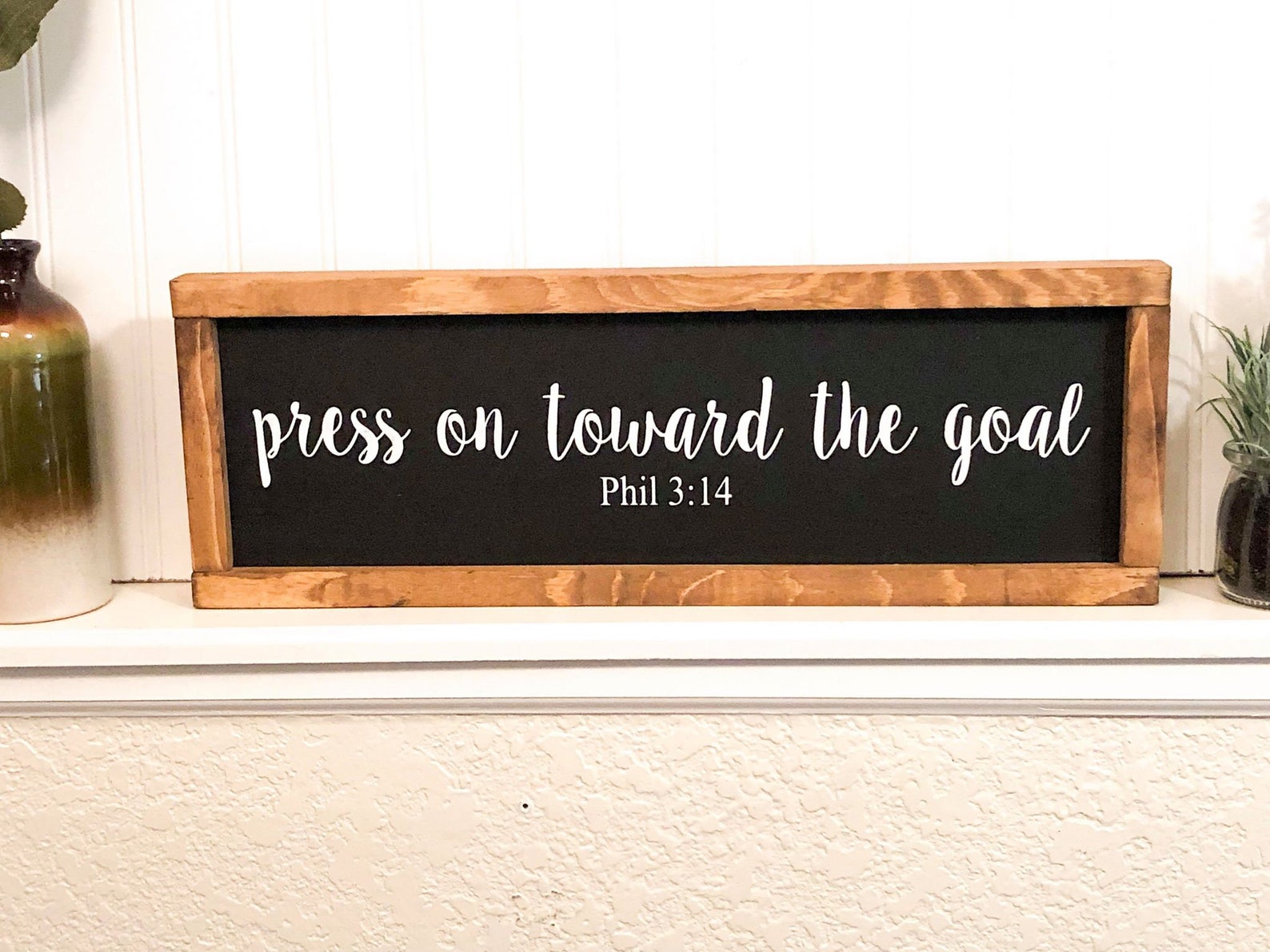 Press on Toward the Goal Bible Verse Framed Wooden Sign Phil - Etsy