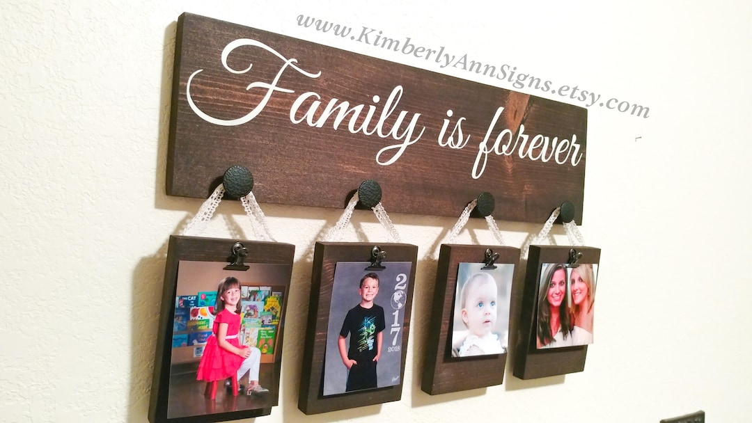 Personalized Family Photo Display Sign, Wooden Picture Hanger - Etsy