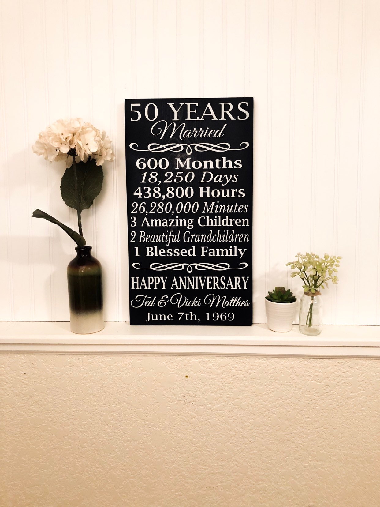 50 years married sign / Anniversary wood sign / 50th | Etsy