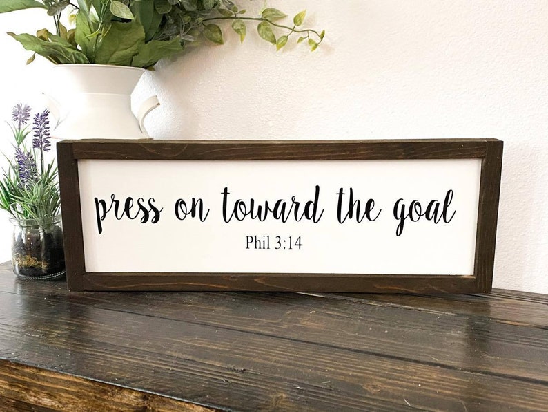 Press on Toward the Goal Bible Verse Framed Wooden Sign Phil - Etsy