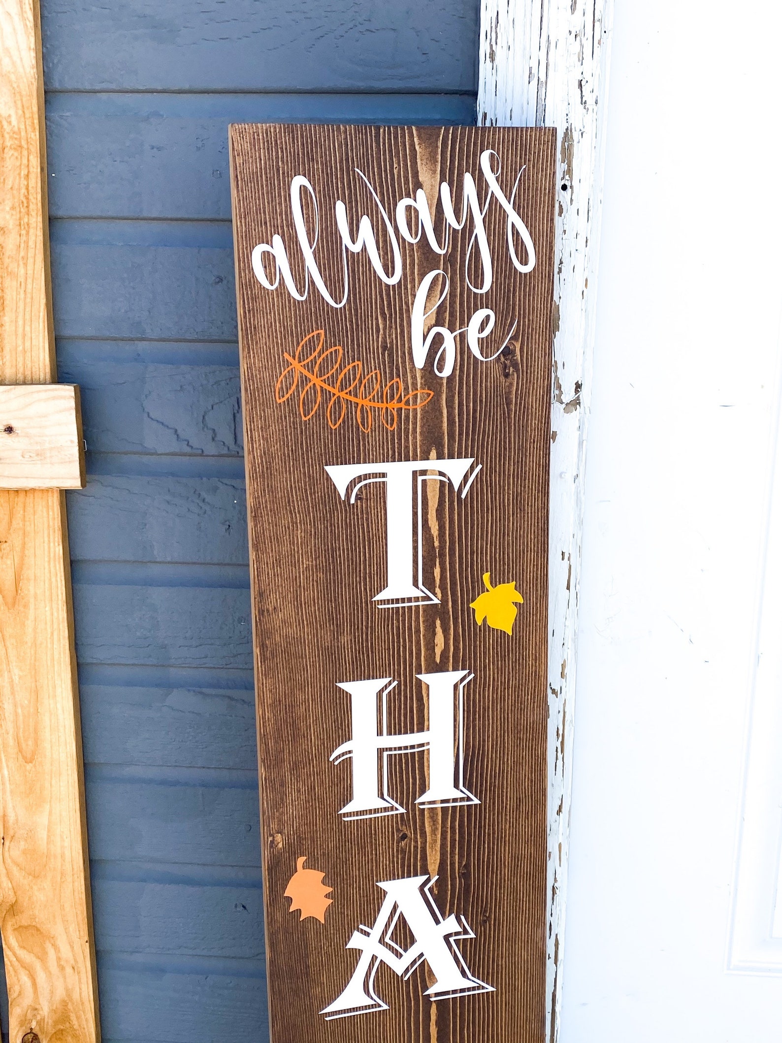 Thanksgiving Front Door Sign: Always Be Thankful Wooden Decor - Etsy
