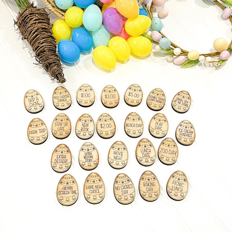 Easter Egg Engraved Wooden Prize Tokens / Easter Egg Hunt - Etsy