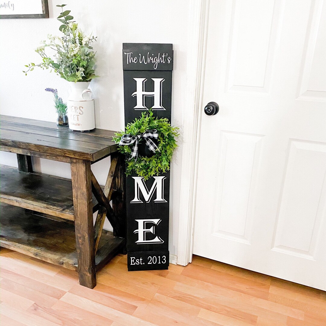 Home Sign With Wreath / Last Name Home Sign / Personalized Home Sign ...