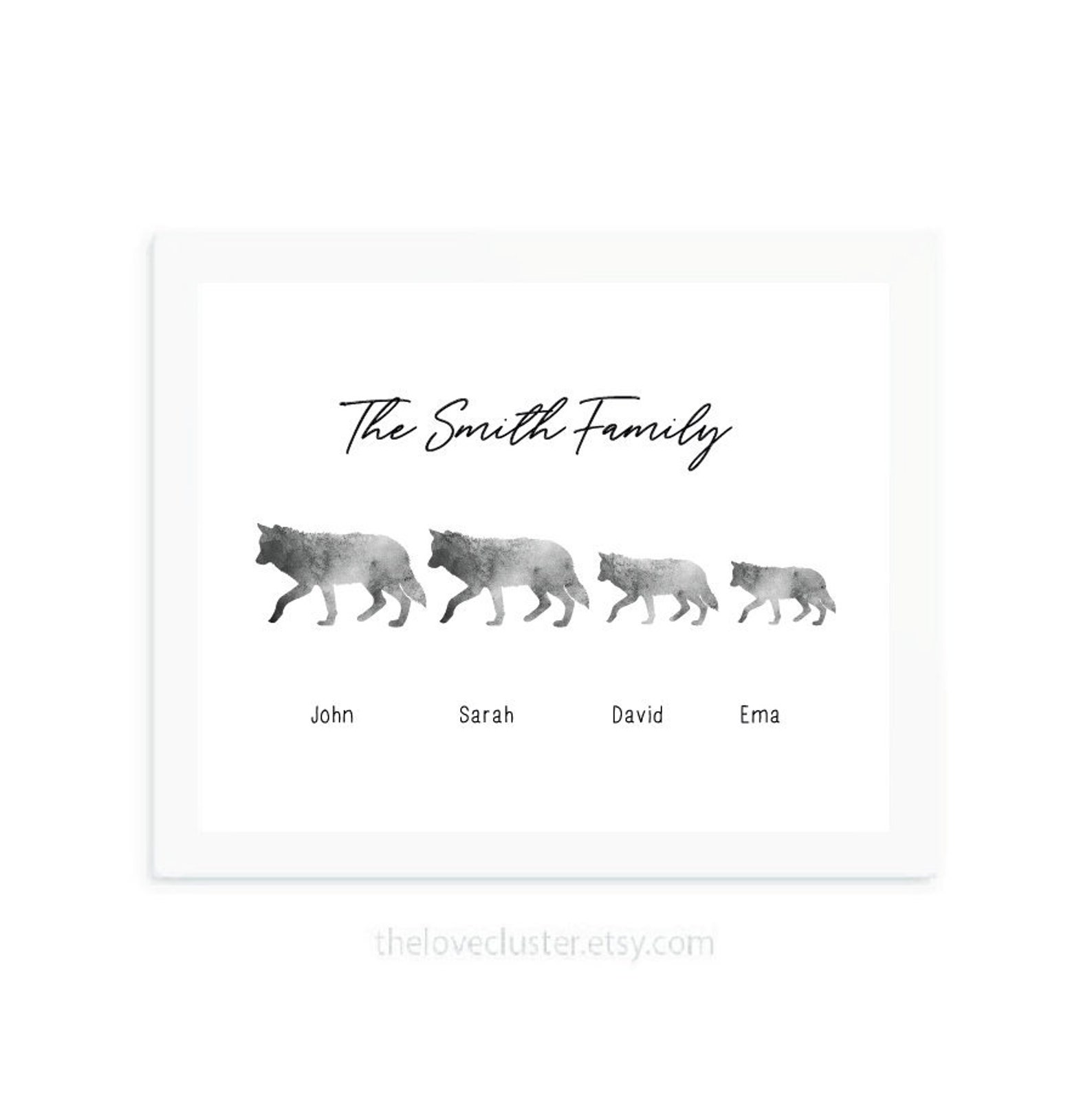 Wolf Family Print Personalized Family Print Family Wall Art - Etsy