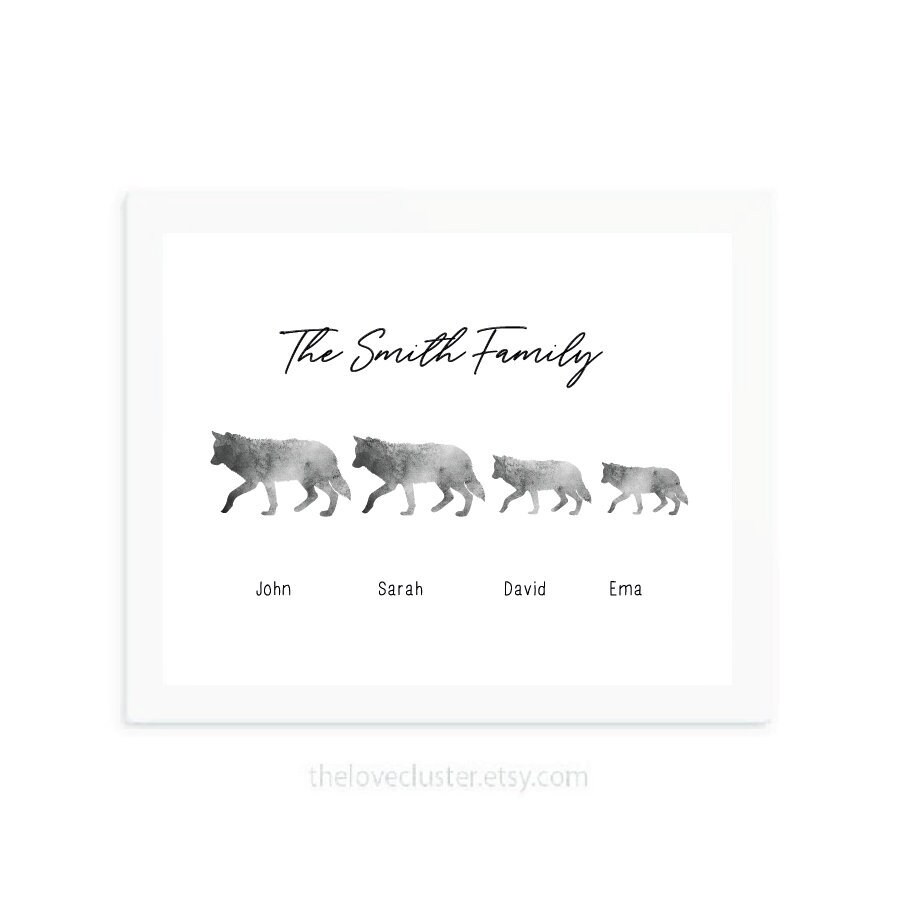 Wolf Family Print Personalized Family Print Family Wall Art - Etsy