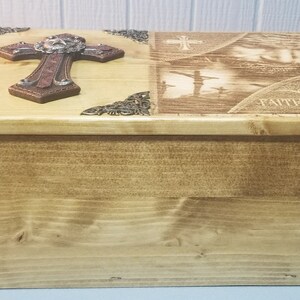 Faith Over Fear Engraved Jesus Handmade Wooden Bible Box With Blue ...