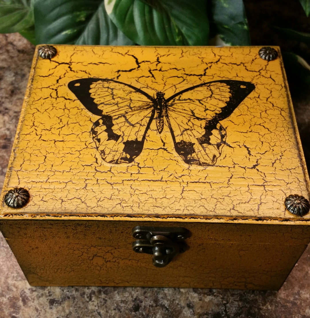Distressed Butterfly Photo Box, Memory Box, Trinket Box, Photo Storage ...