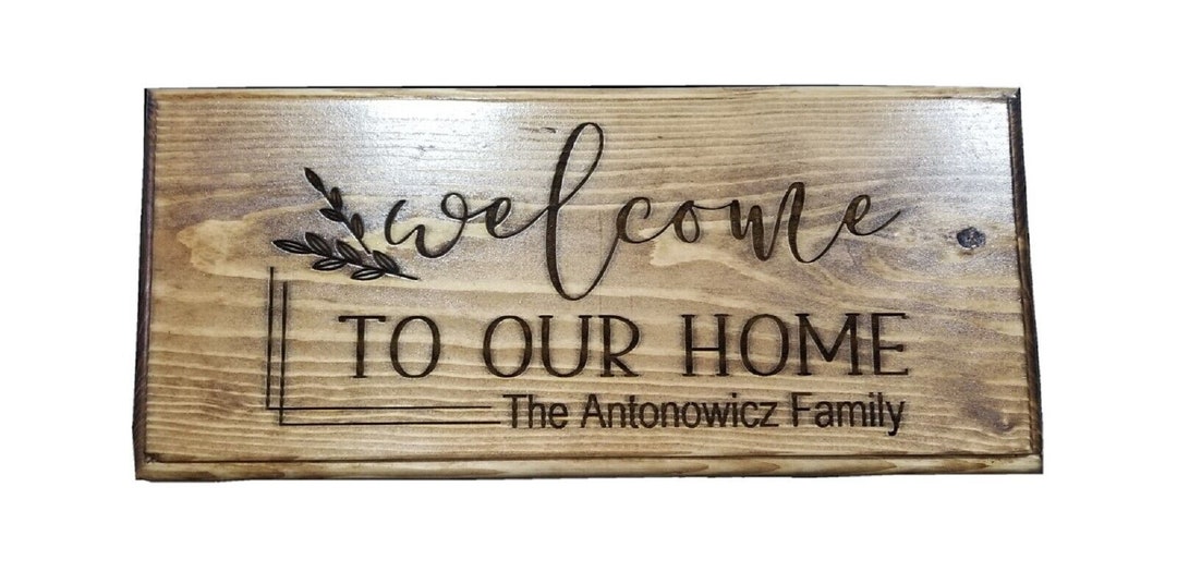 Custom Wood Engraved Name Sign, Welcome Family Name Sign, Personalized ...