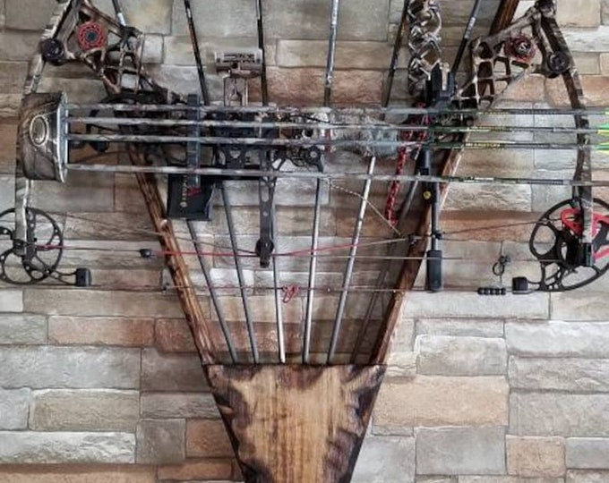Archery Bow Rack, Wall Mounted, Bow Rack, Rusted Wood Bow Rack,bow ...