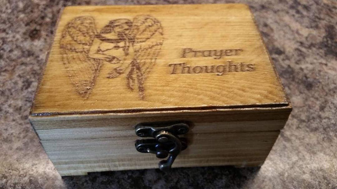 Engraved Angel Prayer Wooden Box, Jewelry, Tooth Fairy Box, Baby Box ...