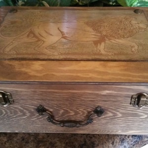 Wood Engraved Hand Painted Lion Wooden Keepsake Box, Custom Wood Box ...