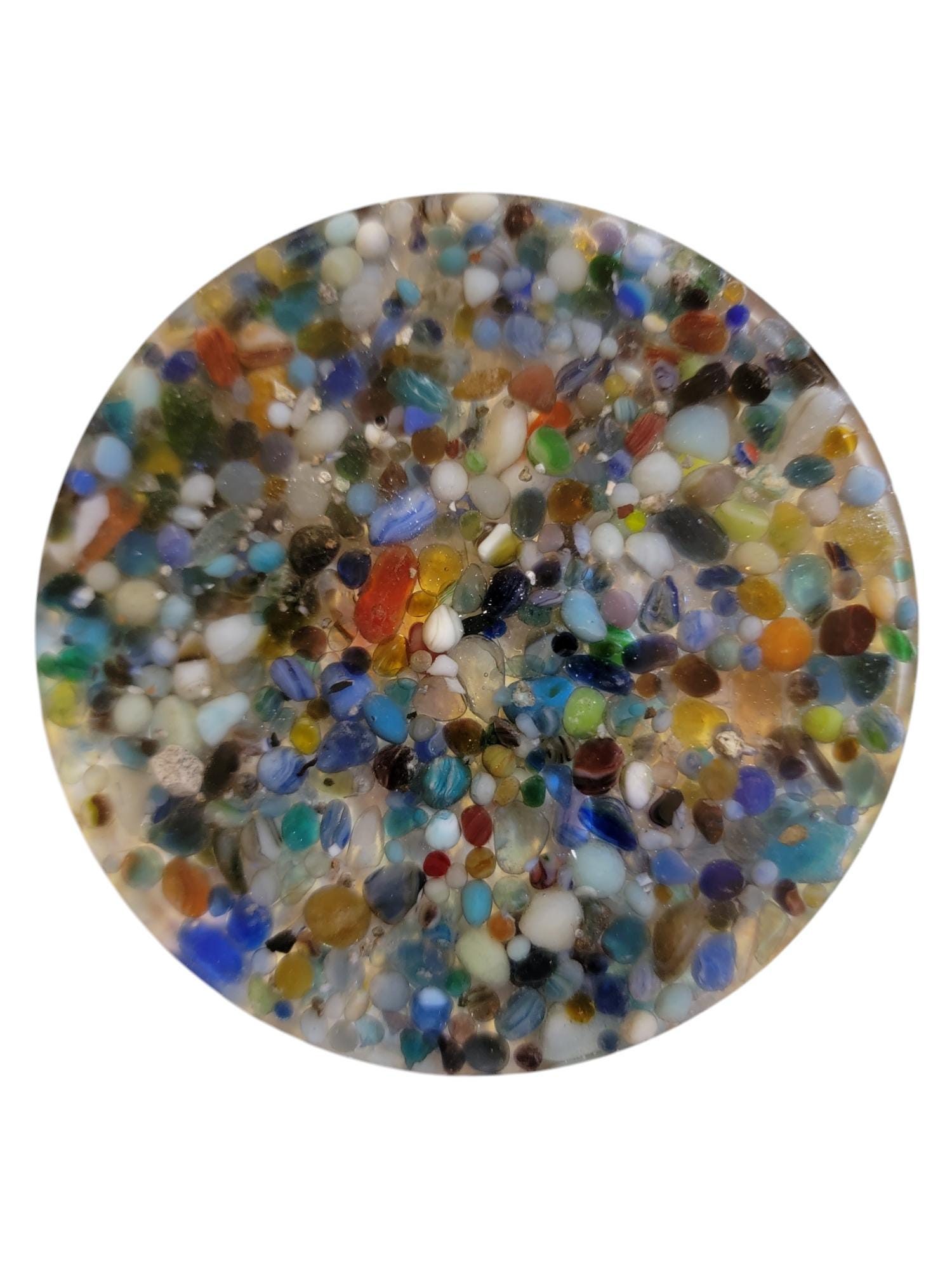 Handmade Drink Coasters Set of 6 Multi Color Glass Bead Mix With Resin ...