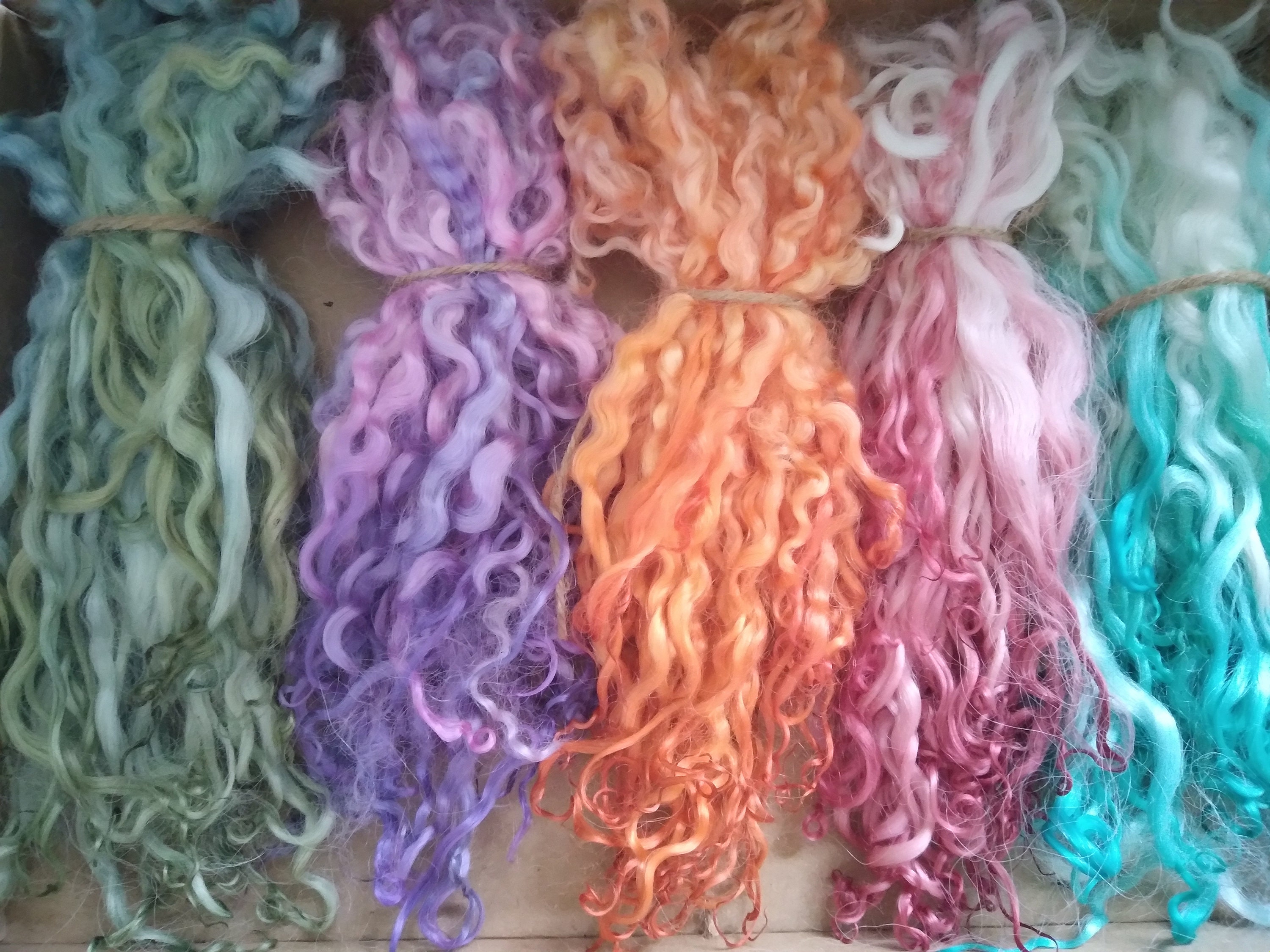 5 Colour Wool Locks Box for Felting Fibre Arts and Doll Hair - Etsy UK