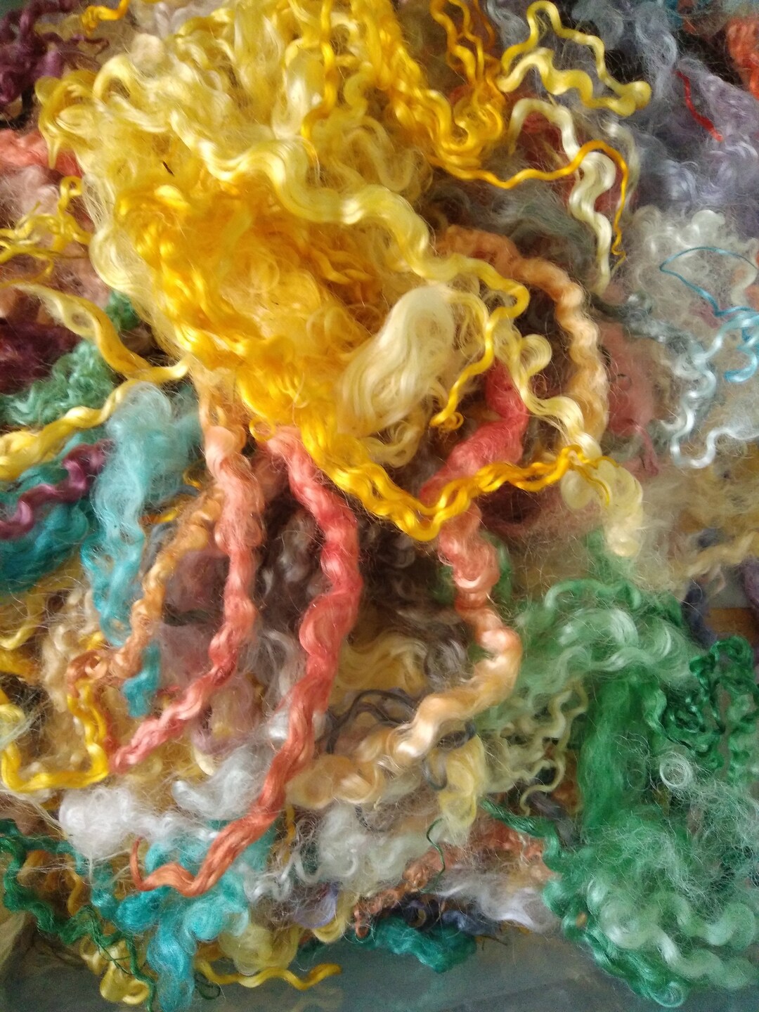 Rainbow Mix Curly Wool, Mixed Breeds of Curly Wool Sheep, 100% Hand ...