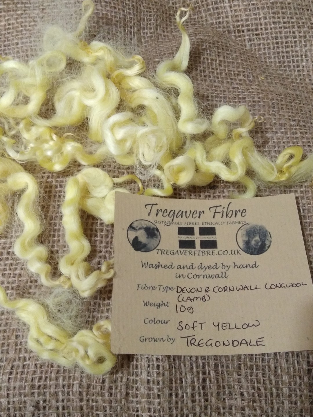 Soft Yellow Wavy Wool Fibre and Locks, Hand Washed / Hand Dyed 10g ...