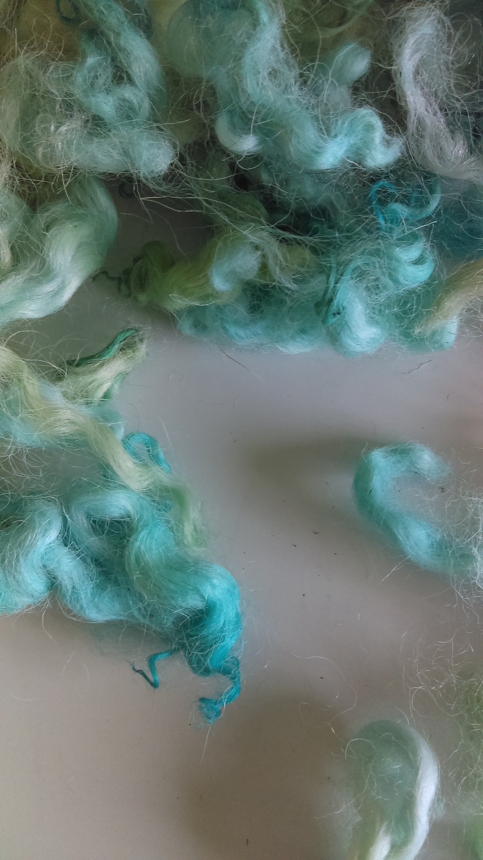 Green and teal mix curly wool loose fibre white faced | Etsy