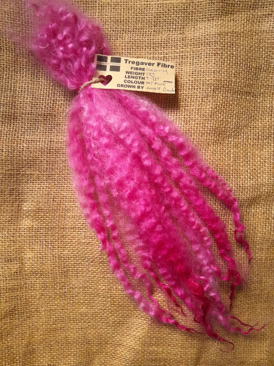 Hot Pink Masham 9-13" 10g, Curly Wool Locks, Perfect for Santa Beards ...