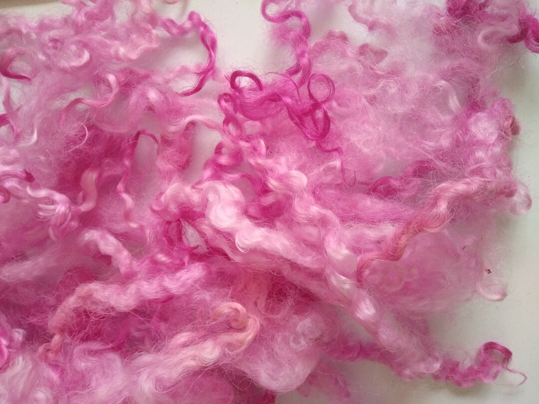 Bright and Light Pink Curly Wool and Locks, Hand Washed and Dyed ...