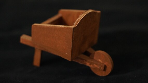 Miniature Wood Wheelbarrow Hand Painted in Brown or Silver | Etsy UK