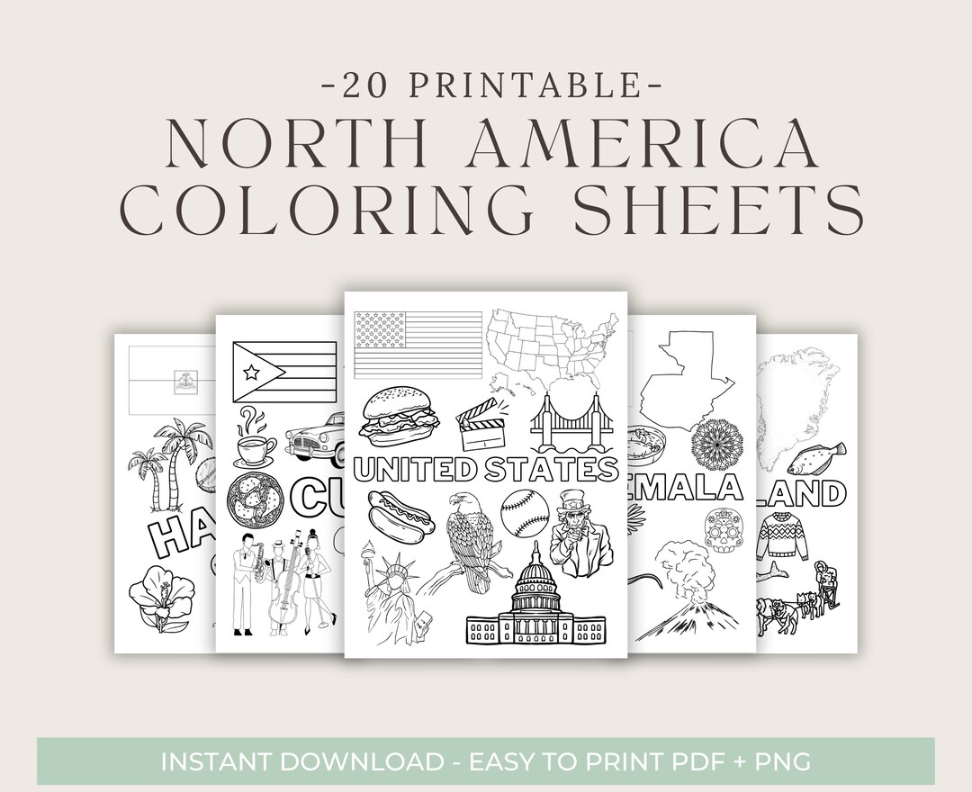 Printable North America Countries Coloring Book Sheets for Kids ...