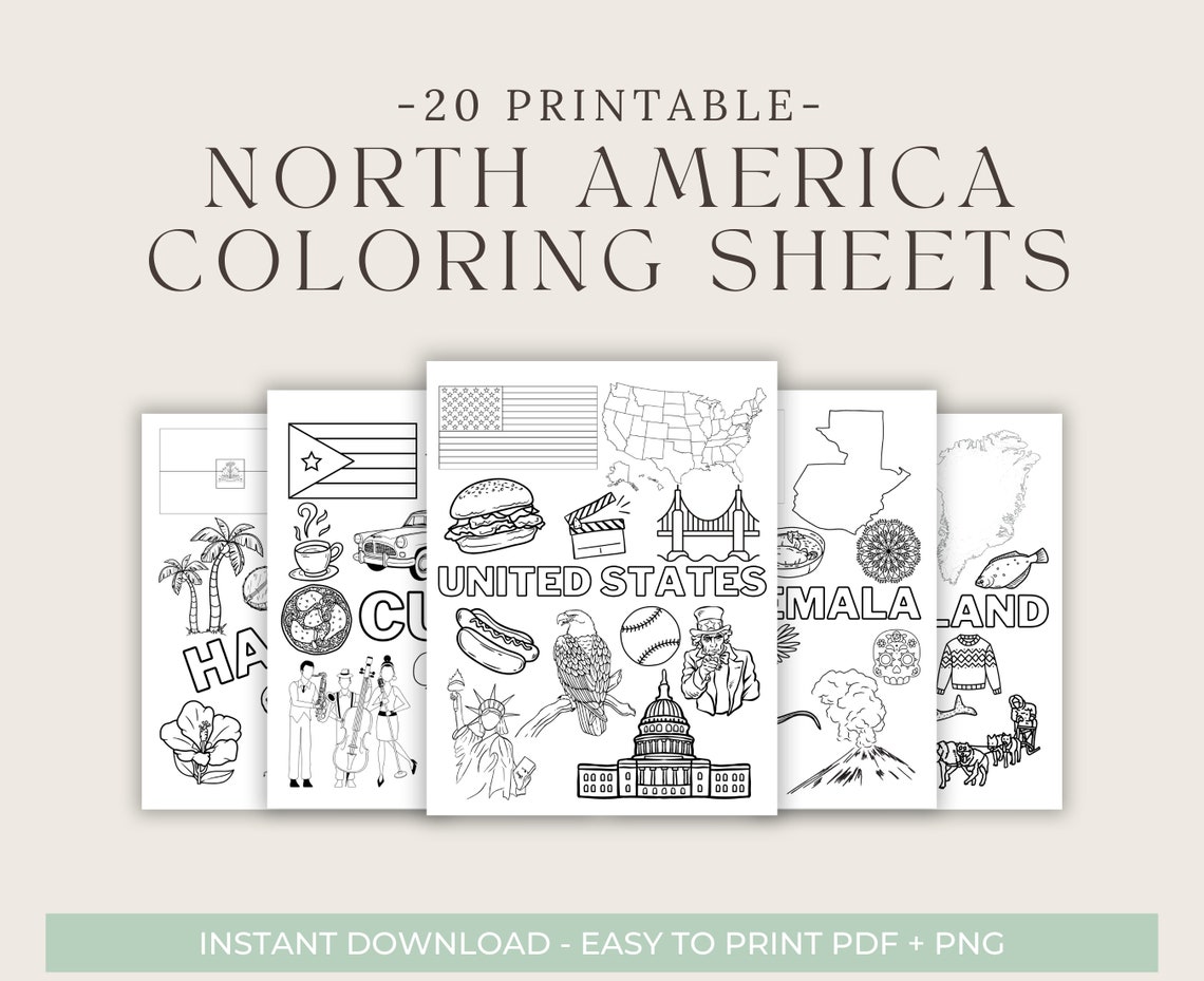 Printable North America Countries Coloring Book Sheets for Kids ...