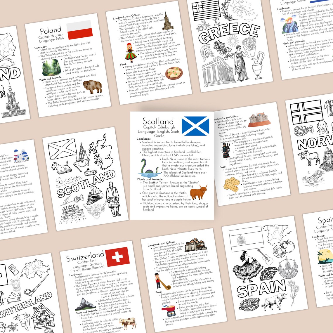 Europe Unit Study With Coloring Pages for Homeschool and Teachers ...