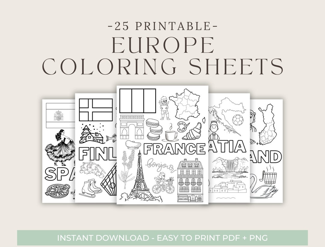 Printable Europe Countries Coloring Book Sheets for Kids Homeschool ...
