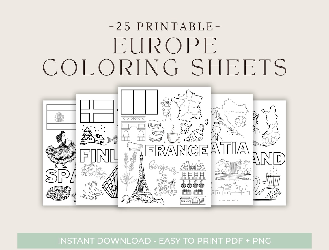 Printable Europe Countries Coloring Book Sheets for Kids Homeschool ...