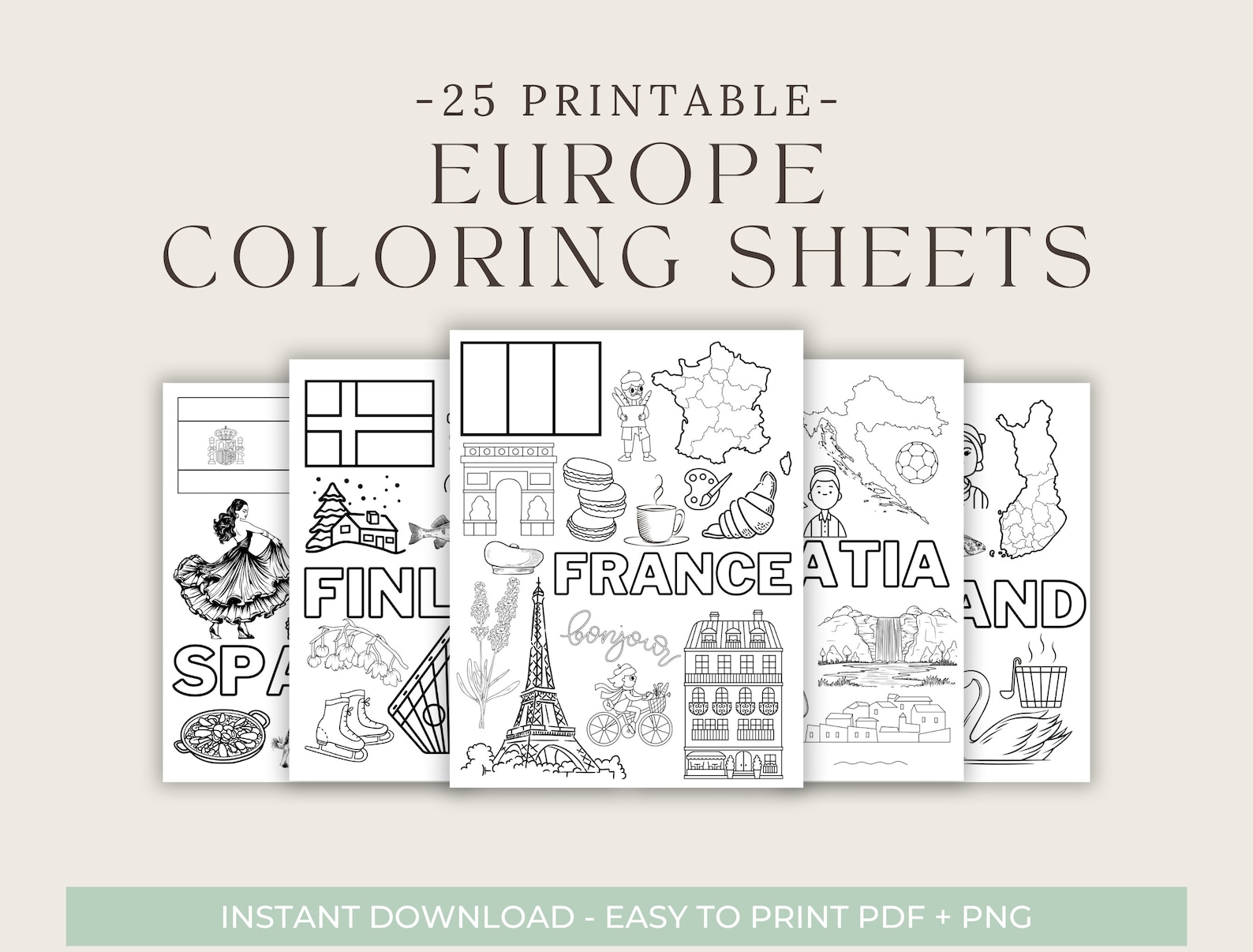 Printable Europe Countries Coloring Book Sheets for Kids Homeschool ...