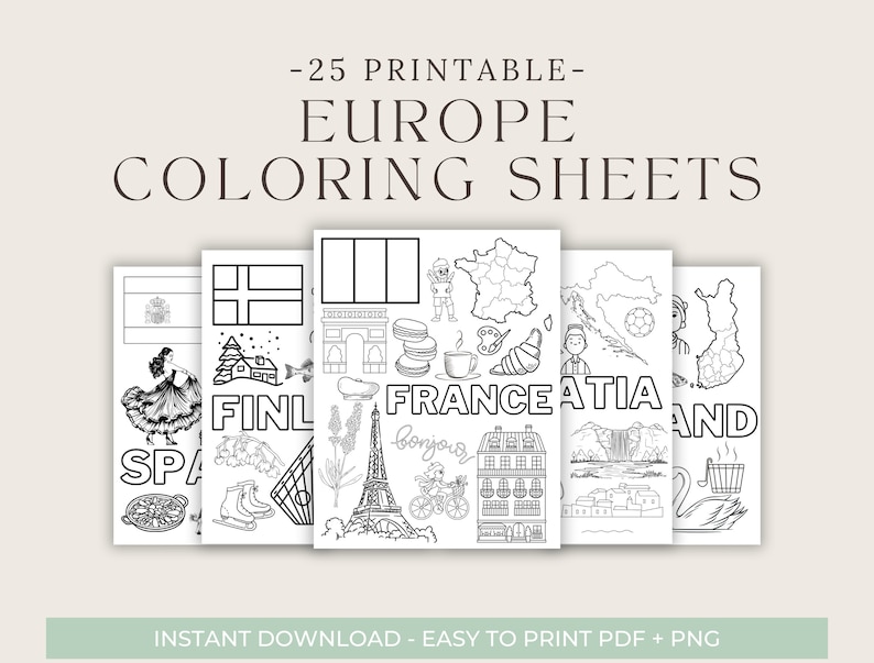 Printable Europe Countries Coloring Book Sheets for Kids Homeschool ...