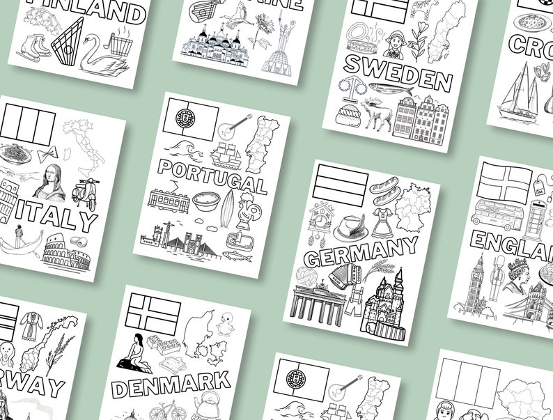 Printable Europe Countries Coloring Book Sheets for Kids Homeschool ...