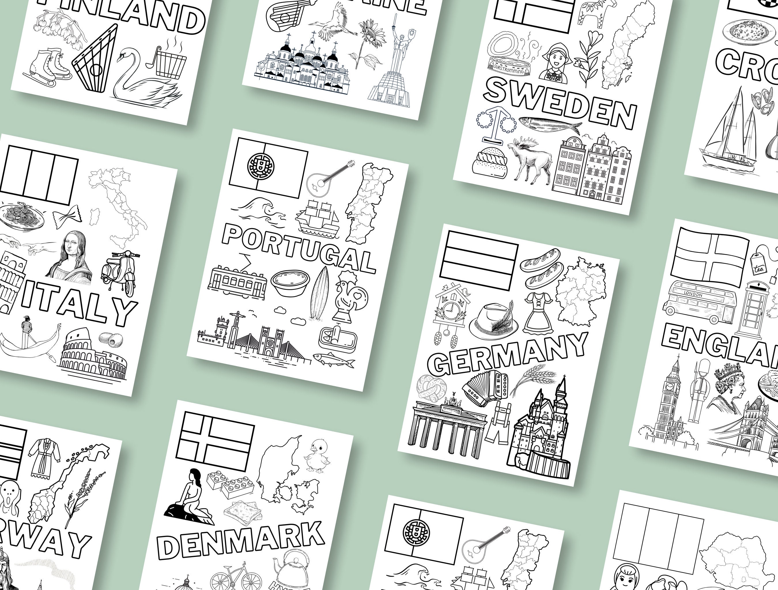 Printable Europe Countries Coloring Book Sheets for Kids Homeschool ...