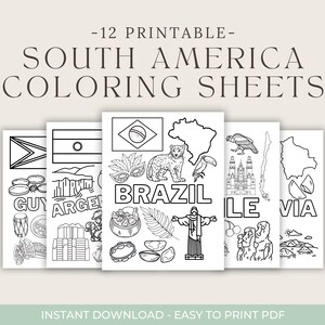 Printable South America Countries Coloring Book Sheets for Kids ...