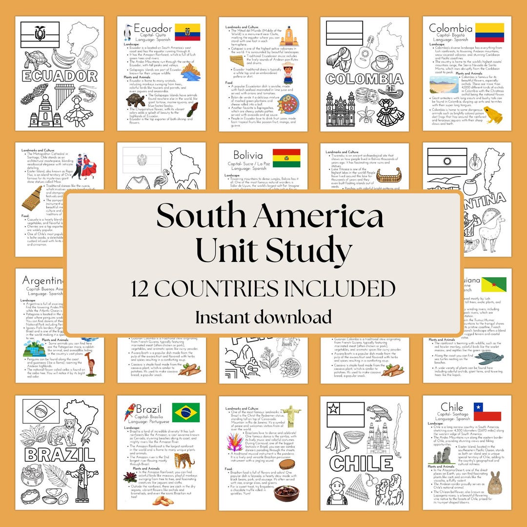South America Leaning Pack for Teachers and Homeschool Printable ...