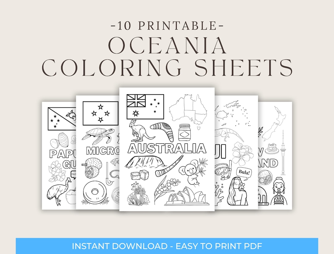 Printable Oceania Australia Countries Coloring Book Sheets for Kids ...