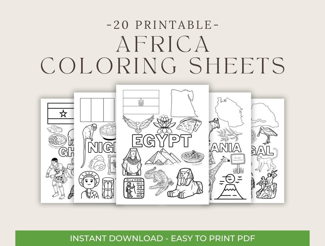 Printable Africa Countries Coloring Book Sheets for Kids Homeschool ...