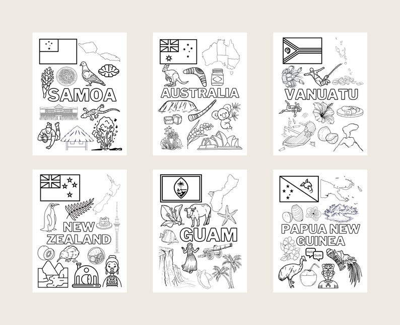 Printable Oceania Australia Countries Coloring Book Sheets for Kids ...