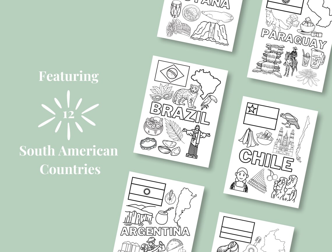 Printable South America Countries Coloring Book Sheets for Kids ...