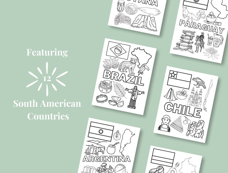 Printable South America Countries Coloring Book Sheets for Kids ...