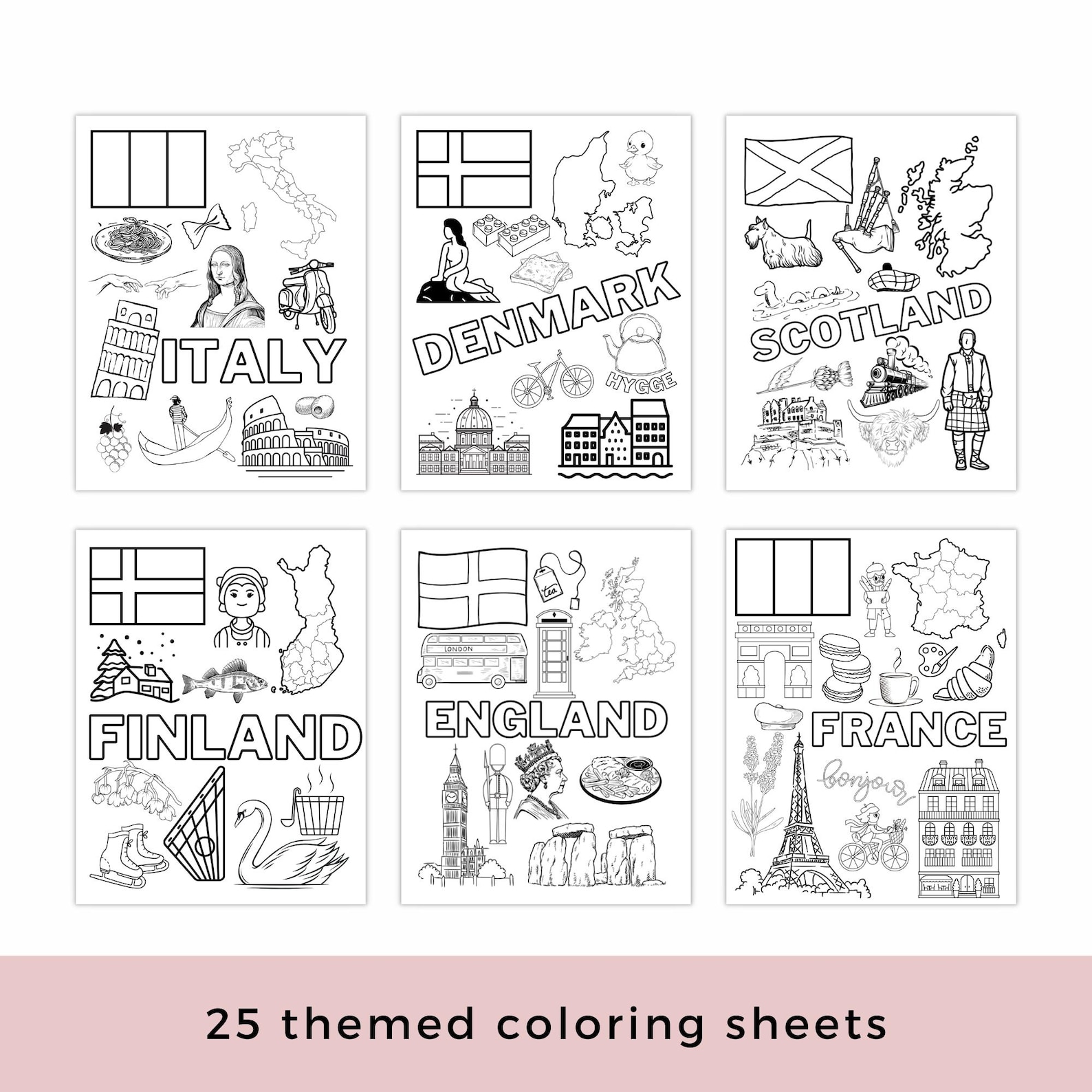 Printable Europe Countries Coloring Book Sheets for Kids Homeschool ...