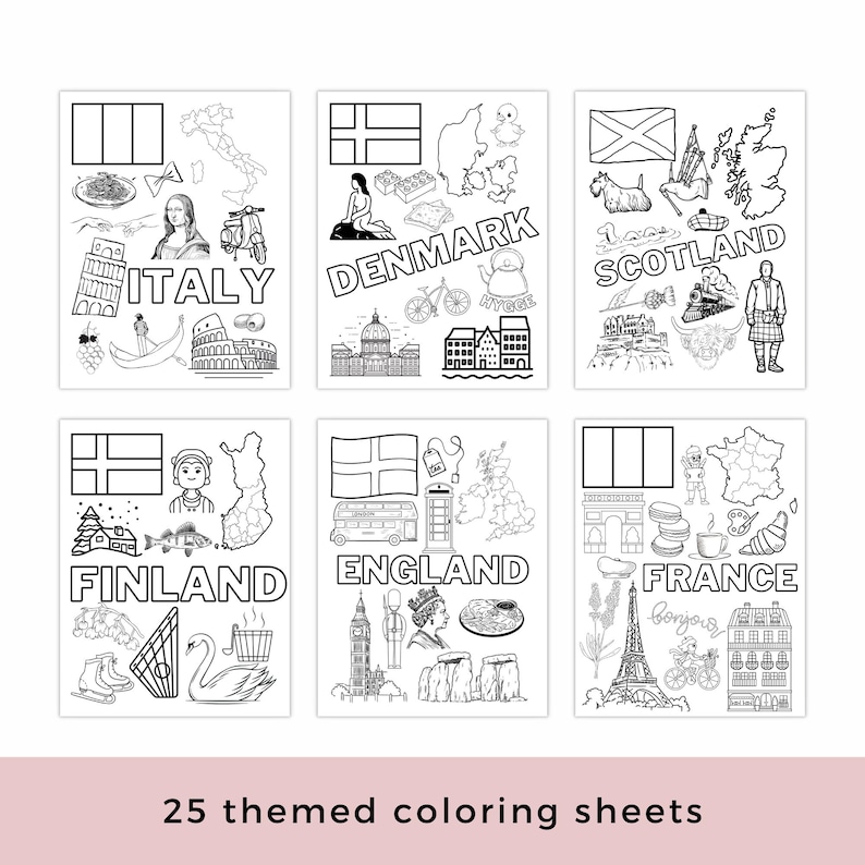 Printable Europe Countries Coloring Book Sheets for Kids Homeschool ...