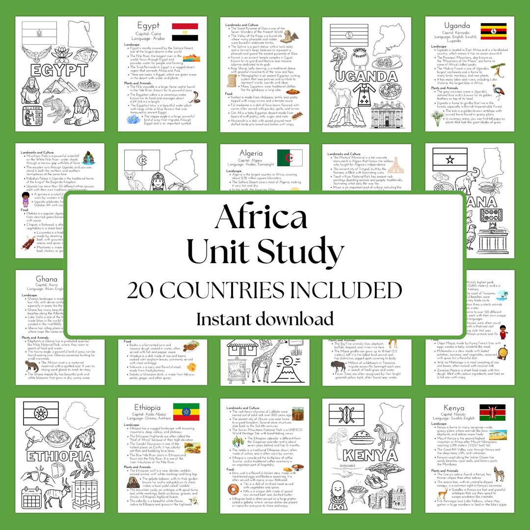 Africa Unit Study With Coloring Pages for Homeschool and Teachers ...