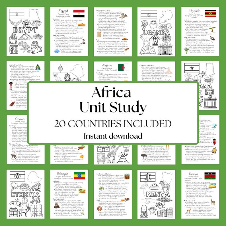 Africa Unit Study With Coloring Pages for Homeschool and Teachers ...