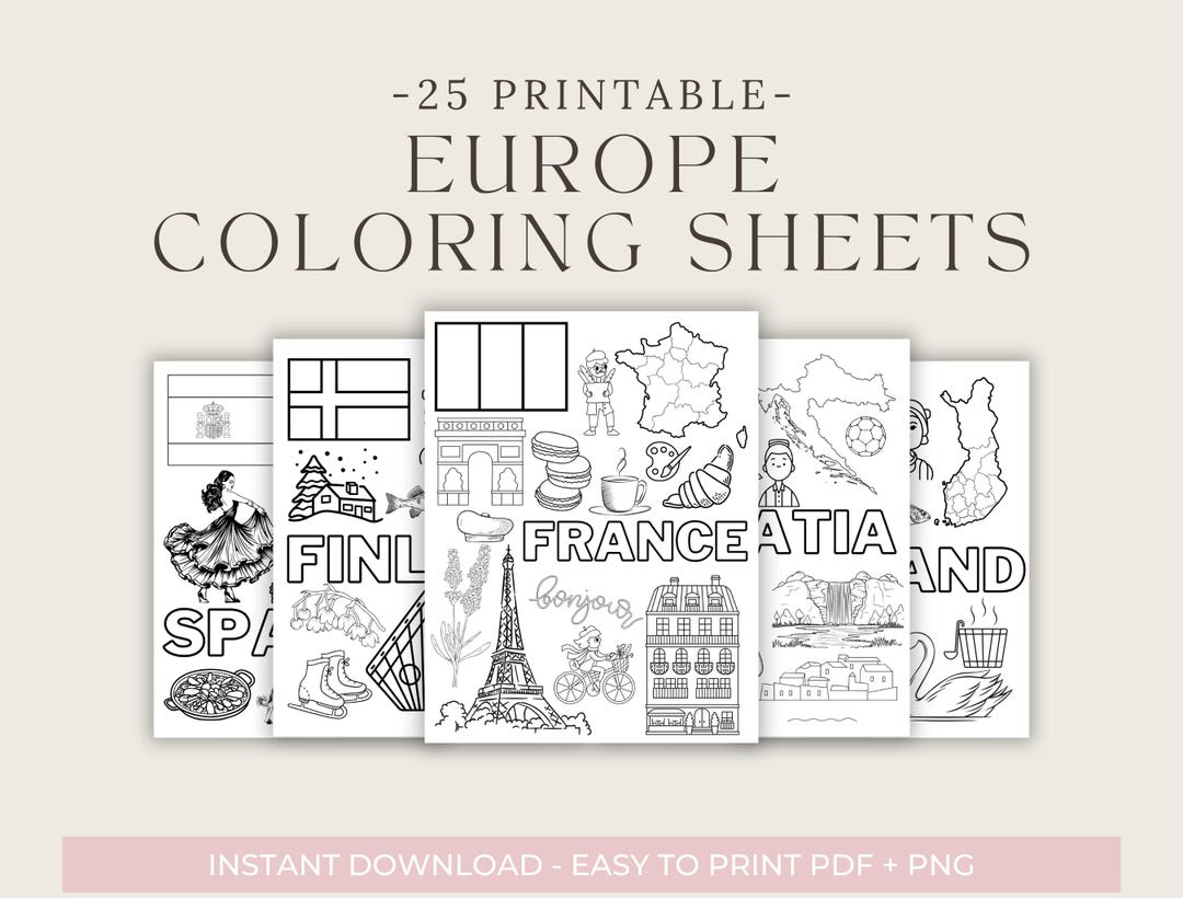 Printable Europe Countries Coloring Book Sheets for Kids Homeschool ...